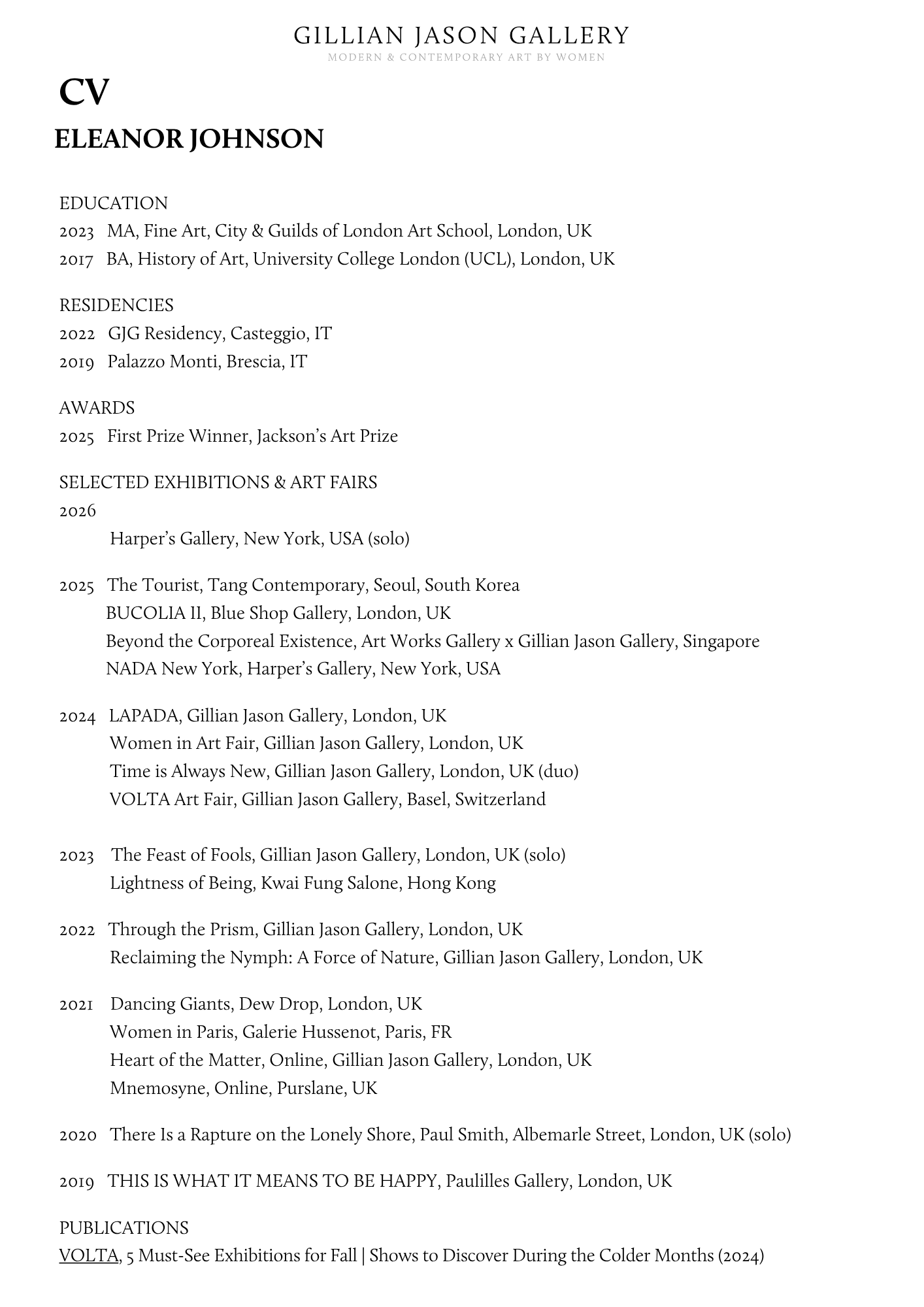 Eleanor Johnson | Gillian Jason Gallery