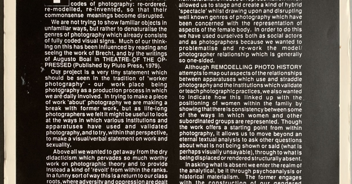 Jo Spence. The History Lesson: Self as Image, also known as Remodelling ...