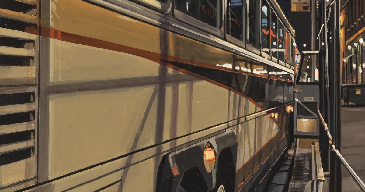 Richard Estes, Tour Bus, 2012 | Schoelkopf Gallery