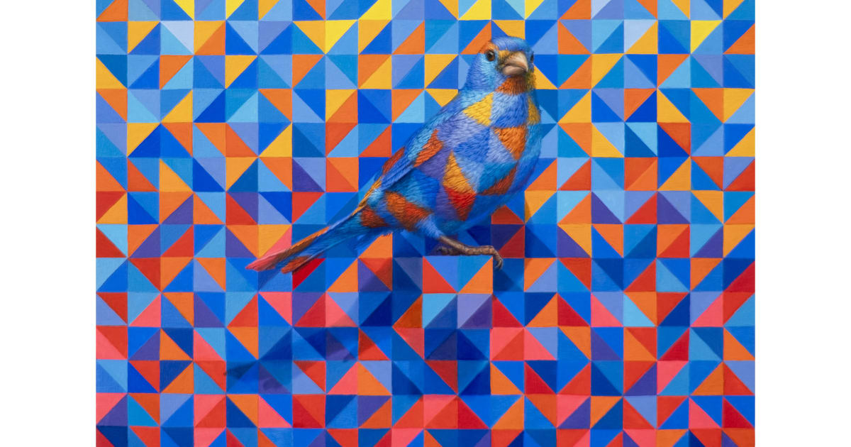 Clive Smith, Pattern Migration Bisected squares, Blues, Yellows, Reds ...