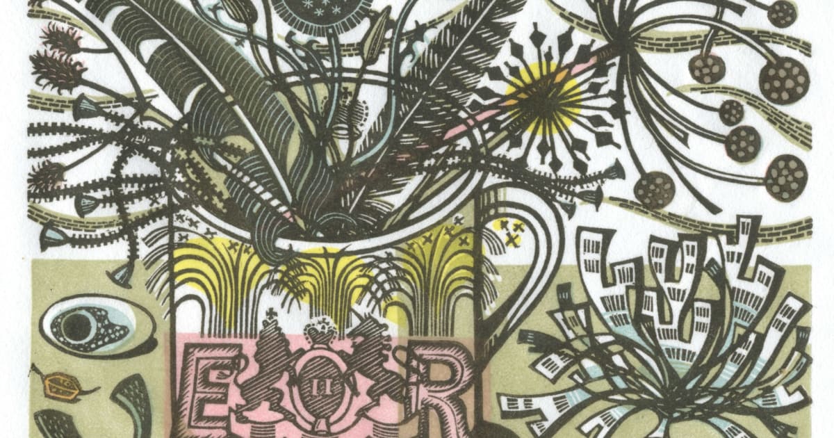 Angie Lewin RWS RE, Mug with Feathers | Bankside Gallery