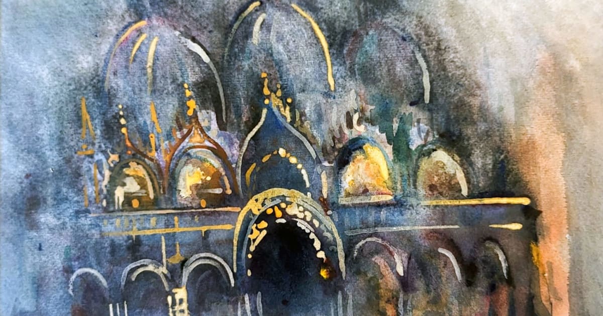 Neil Pittaway RWS RE, San Marco at Night, Venice | Bankside Gallery