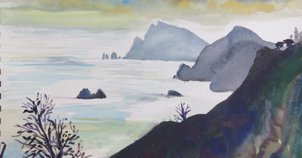 Neil Pittaway RWS RE, View of Capri from Agerola, Amalfi Coast, Italy ...