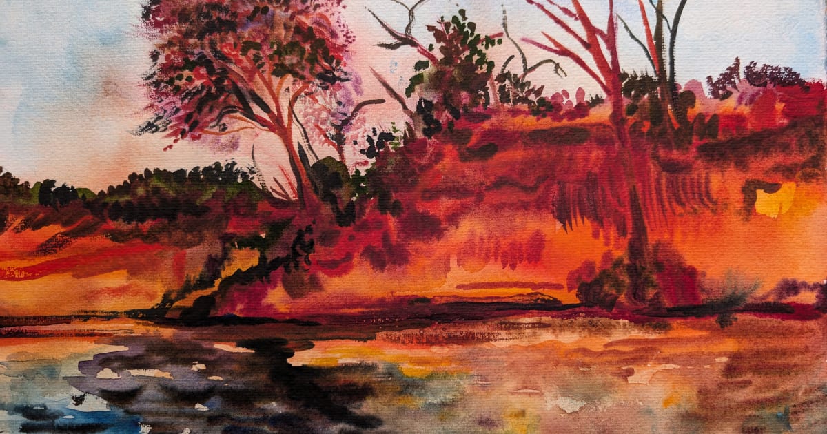 Neil Pittaway RWS RE, Dusk on the Okavango River, Namibia | Bankside ...