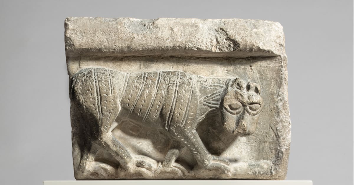 A frieze section decorated with a striding lion, c. 1120-1150 | Sam Fogg