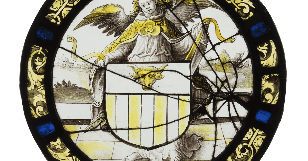 An Angel holding a shield with the arms of the Willemaers family ...