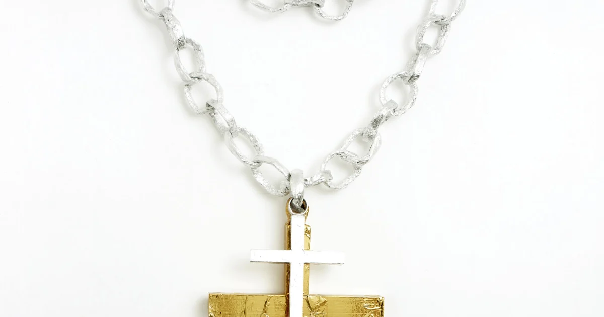 Thomas Hirschhorn, Twin Cross-Chain (Gold), 2002 | Stephen Friedman Gallery
