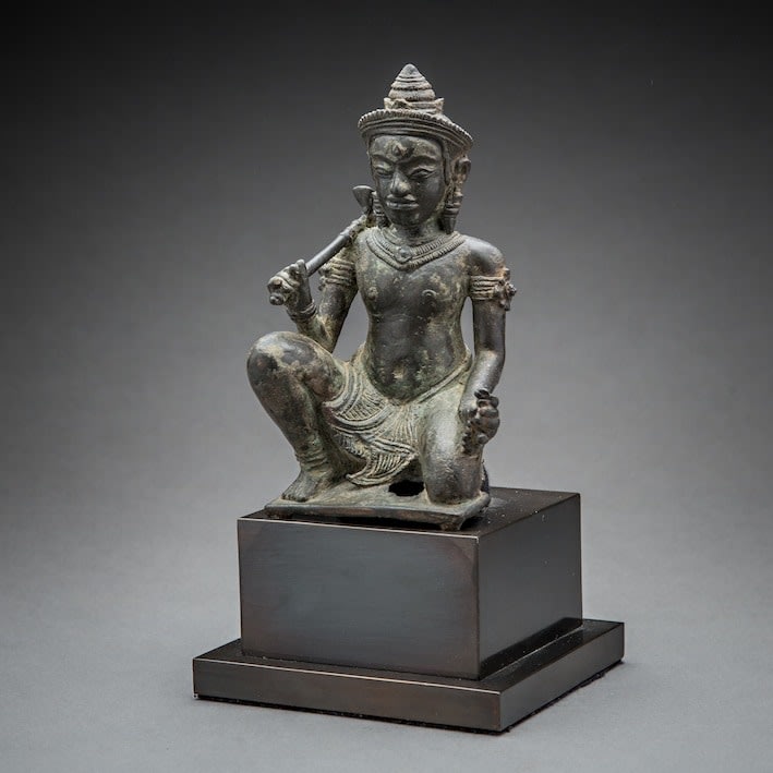 Khmer Bronze Kneeling Vishvakarman, 12th Century CE | Barakat Gallery
