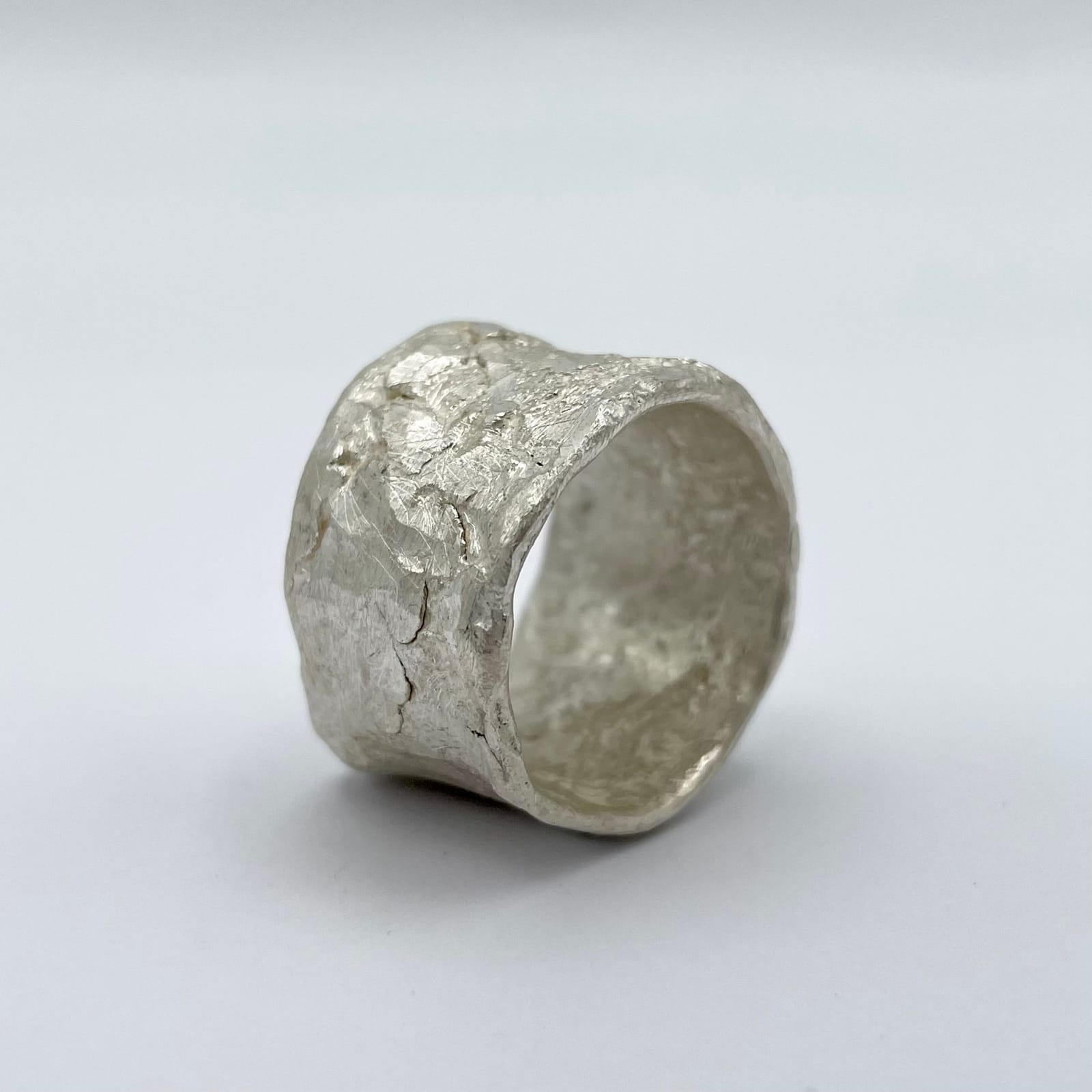 Disa Allsopp, Wide Beaten Organic Sterling Silver Ring, 2024 | Contemporary Applied Arts