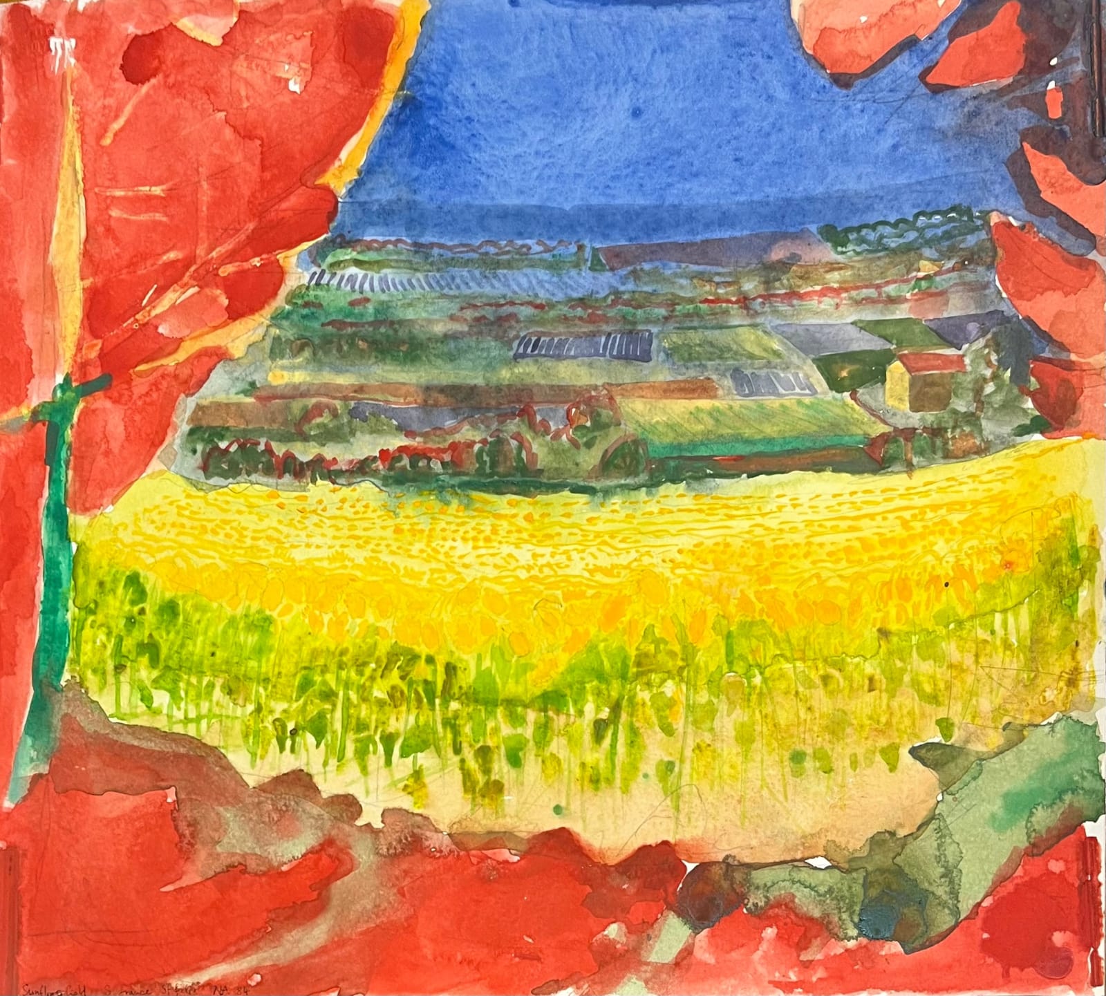Norman Adams RA, Sunflower Field, S. France, St Felix, 1984 ...