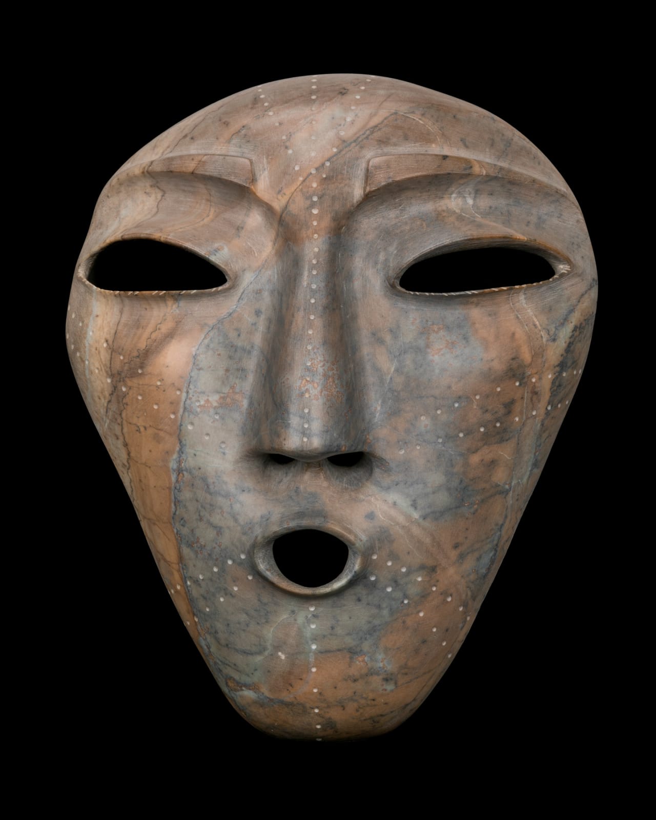 DAVID RUBEN PIQTOUKUN (1950-) PAULATUK / ONTARIO, Chanting Mask with Tattoos, 1997 | First Arts