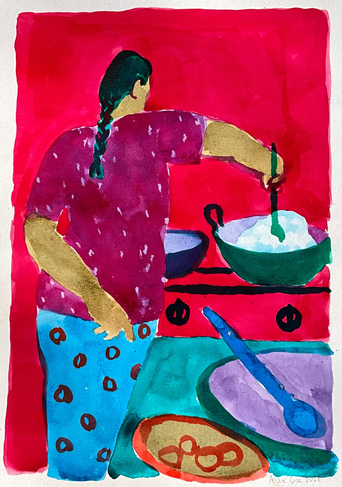 Alex Cree, Making Rice Porridge | Fraser Gallery St Andrews