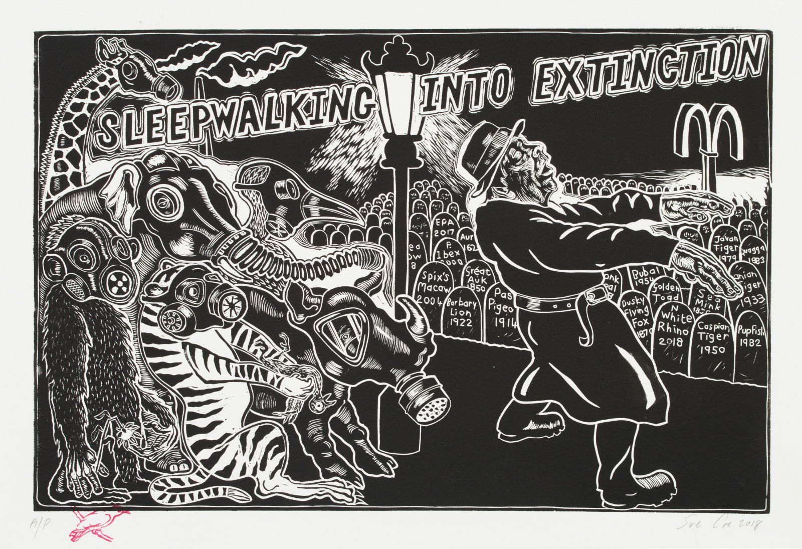 Sue Coe, Sleepwalking into Extinction, 2018 | www.suecoe.com Sue Coe, Sleepwalking into Extinction, 2018 | www.suecoe.com