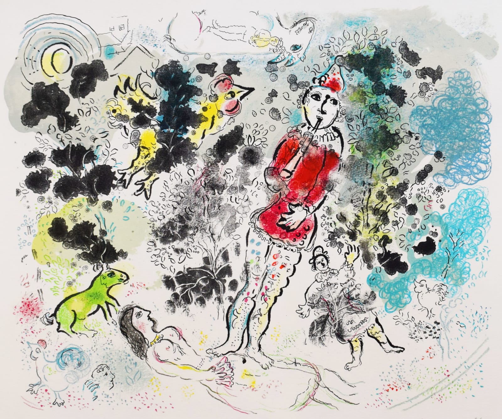 MARC CHAGALL, The Clown and the Flute II | Le clown a la flute II, 1970 ...