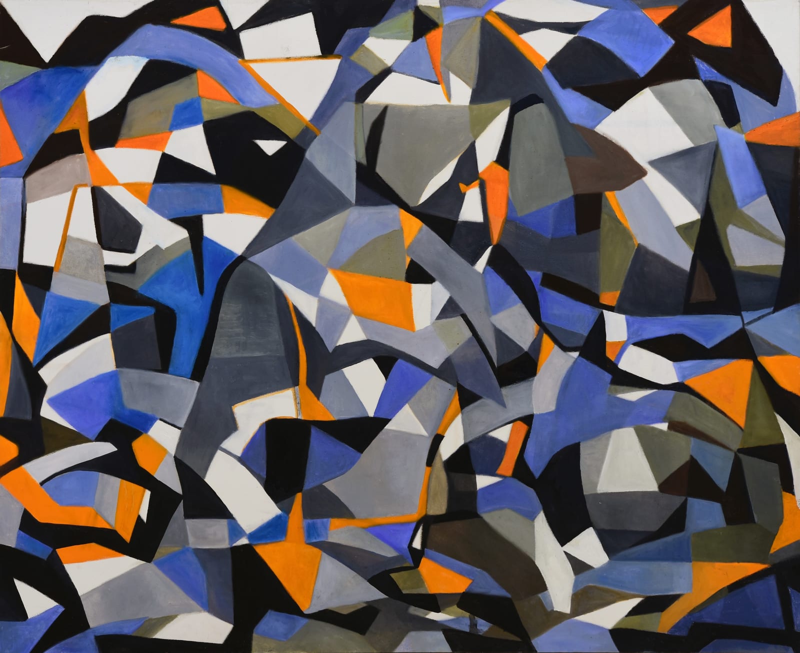 Dame Louise Henderson, Abstract in blue orange grey and black, c.1975 ...