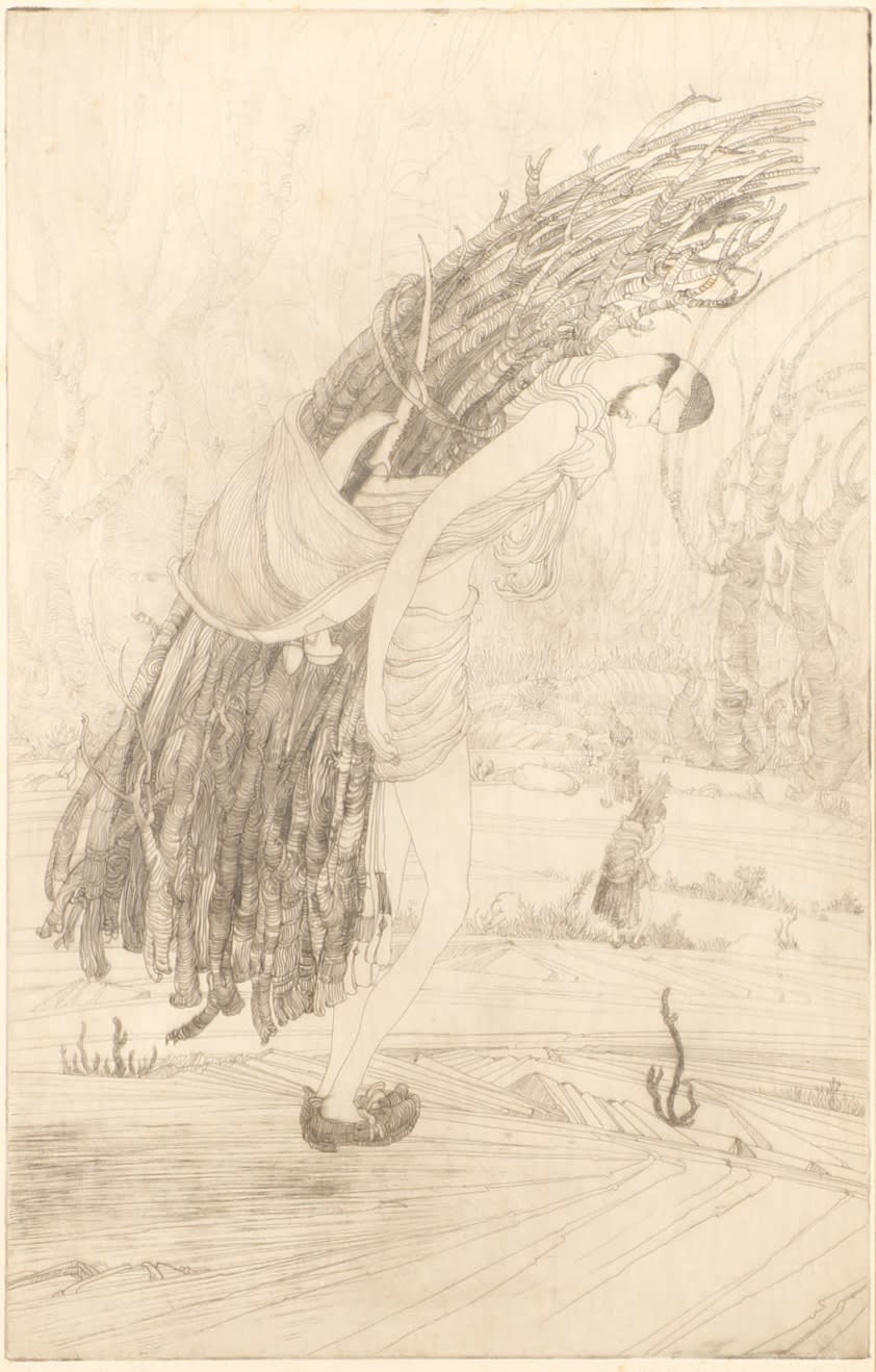 Abdur Rahman Chughtai, A Kashmiri Woodcutter, c.1967 | Grosvenor Gallery