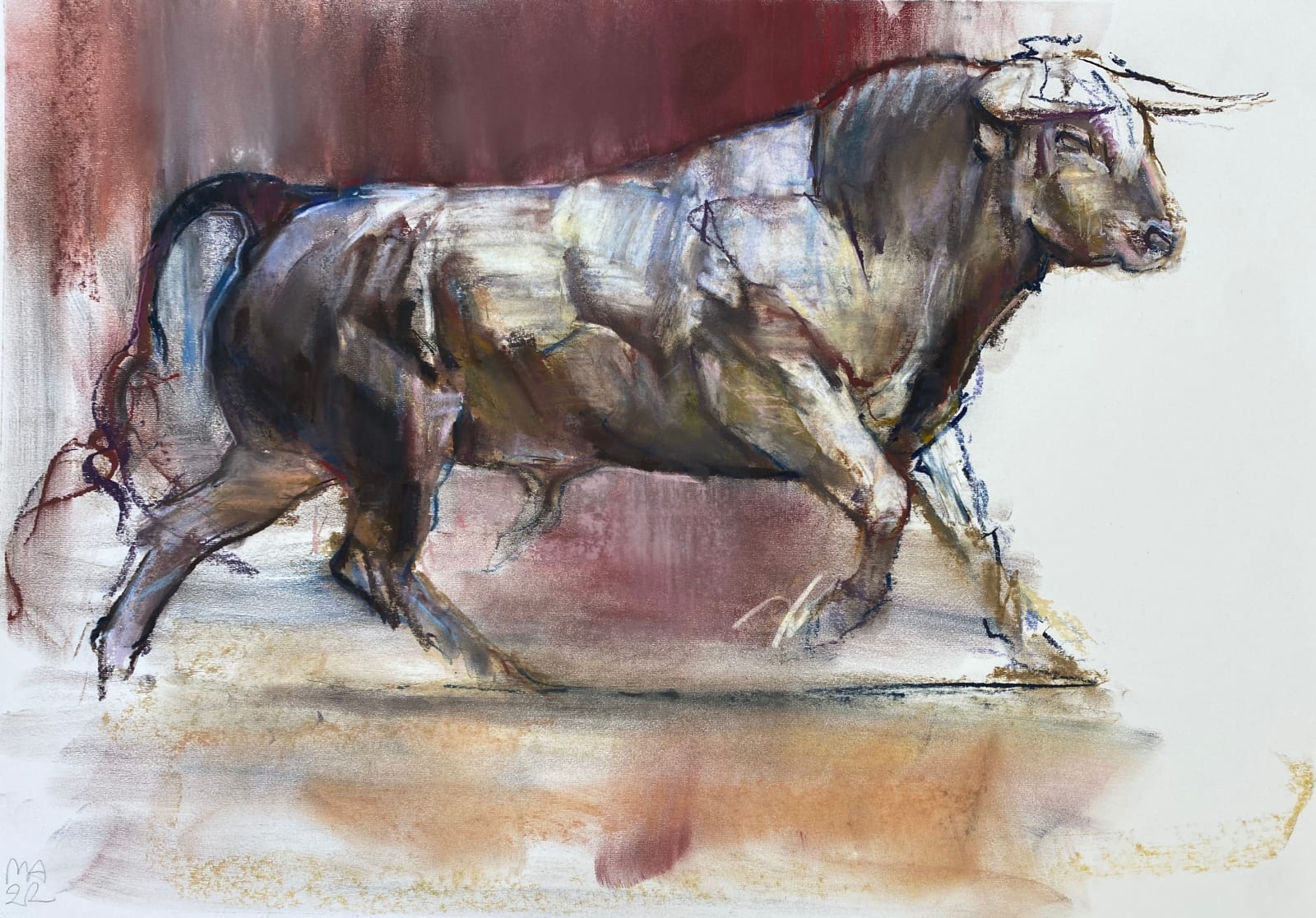 Mark Adlington, Red Running Bull, 2022 | John Martin Gallery