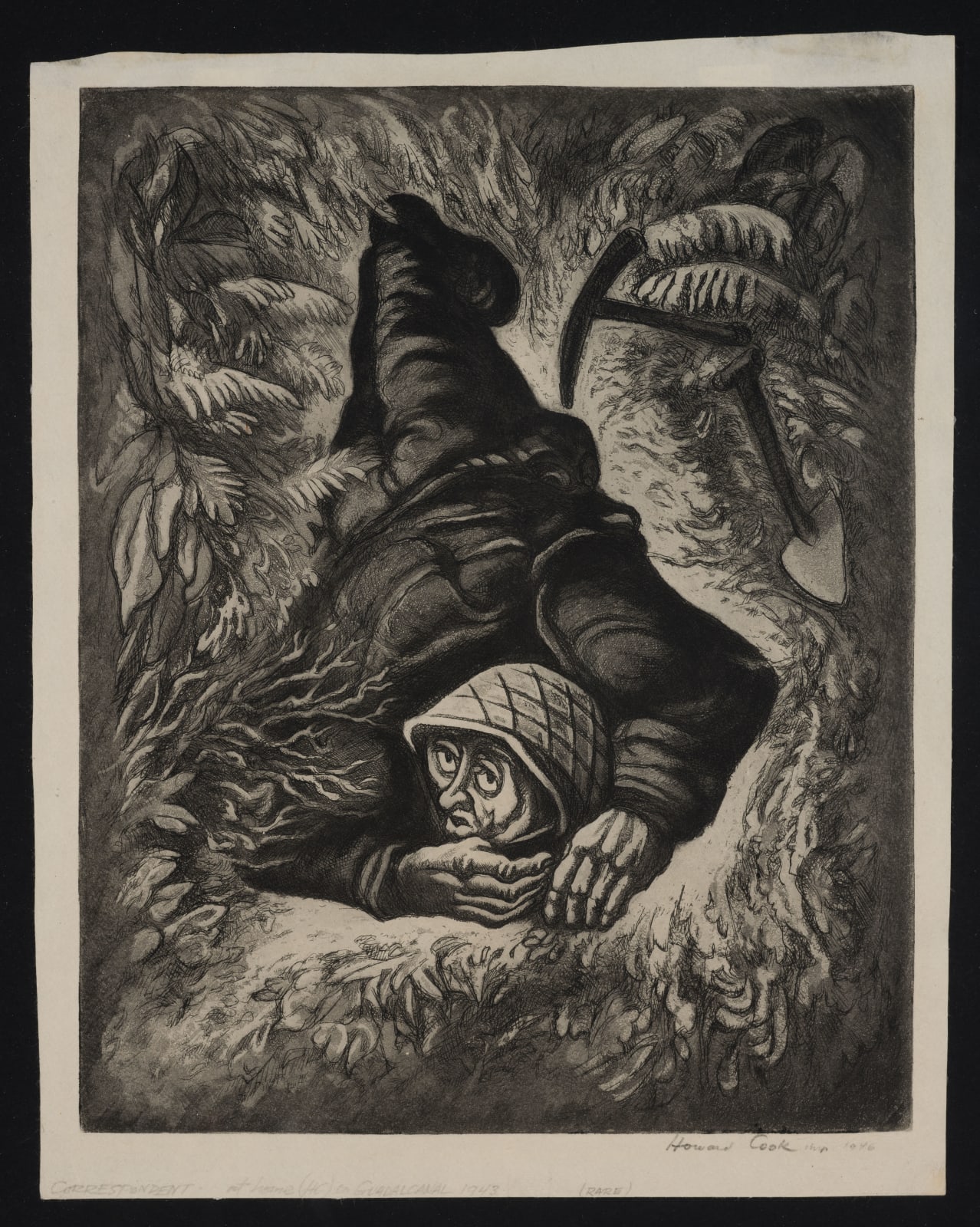 Howard Cook, Self Portrait in a Foxhole, Guadalcanal, d. 1943 | The ...
