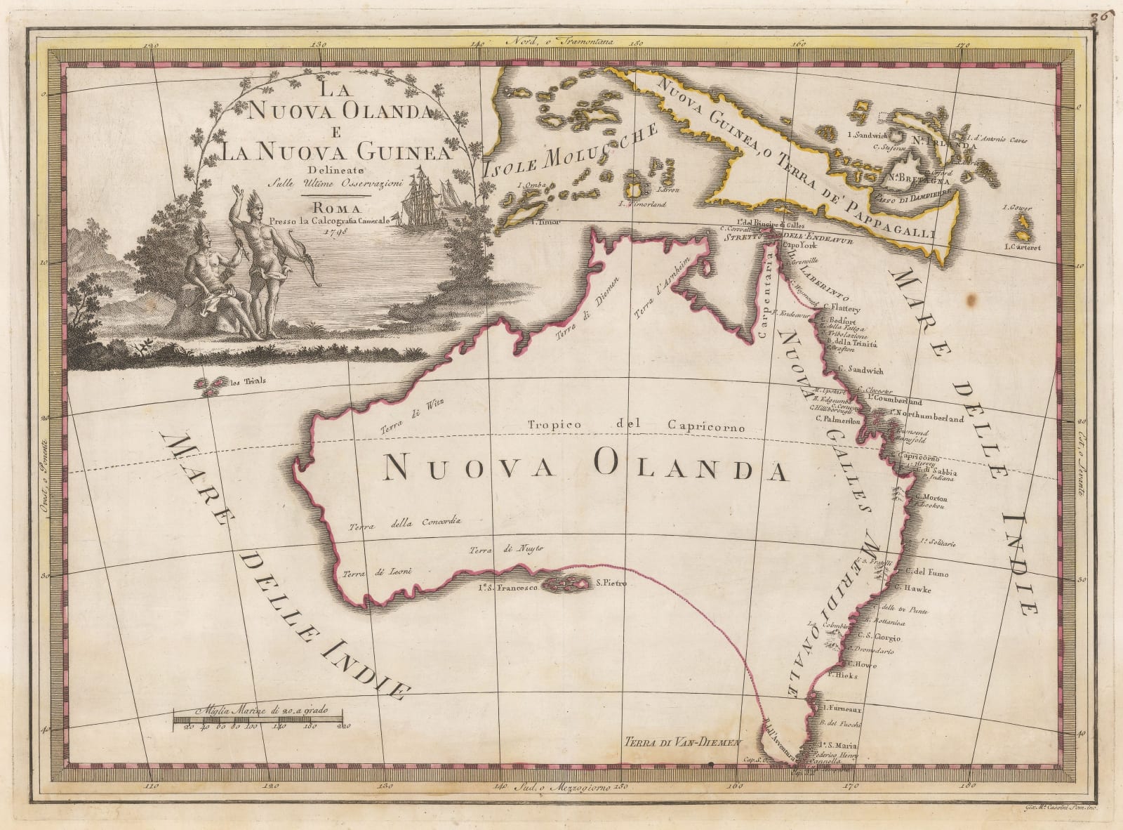 Giovanni Maria Cassini Australia With Cooks Discoveries 1798 The