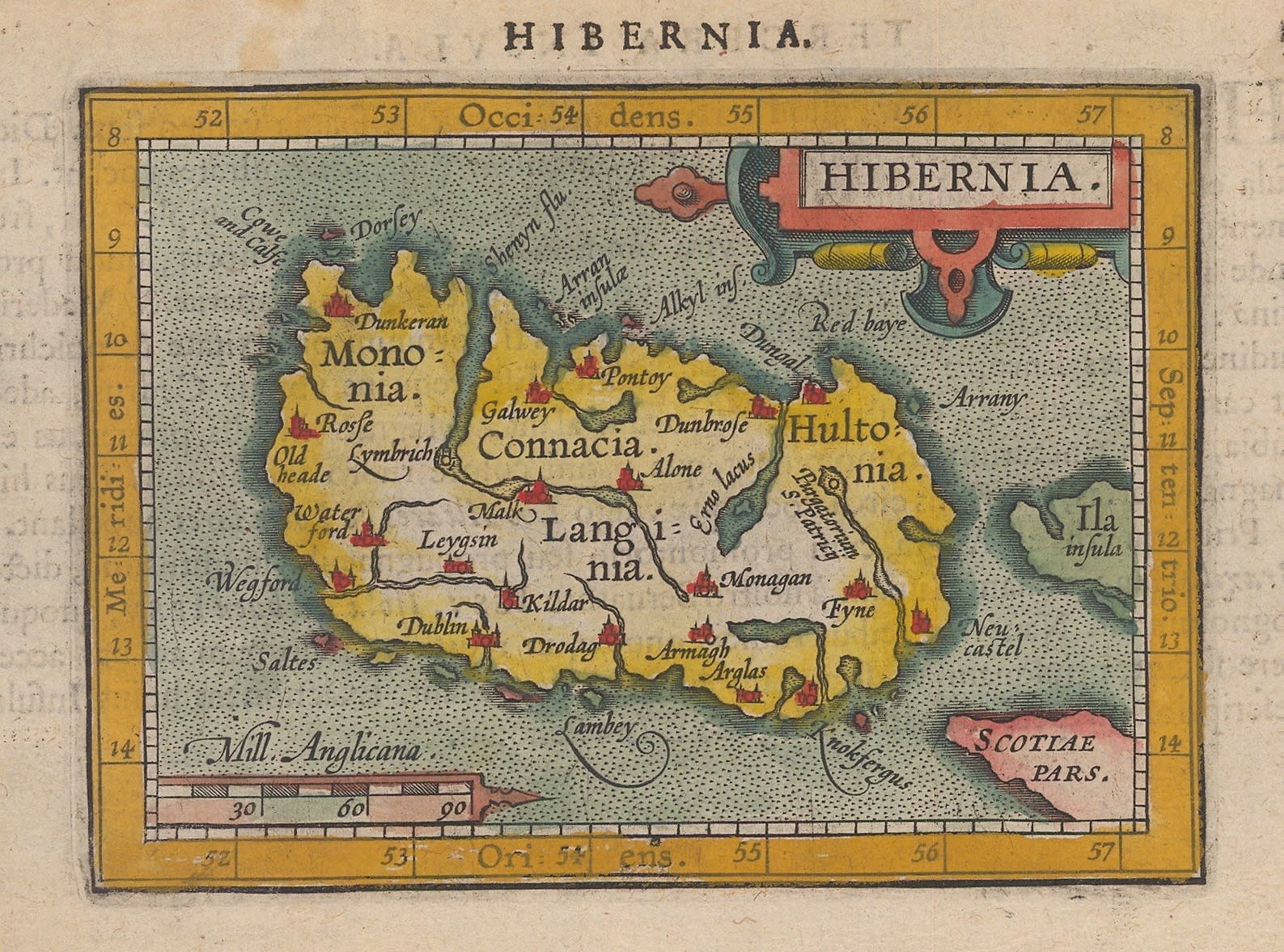 Abraham Ortelius, Miniature map of Ireland, 1600 c. | The Map House