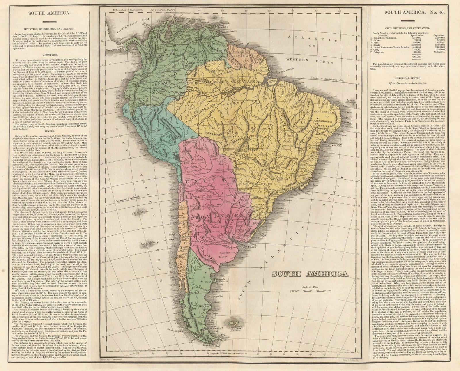 Carey & Lea, South America, 1823 | The Map House