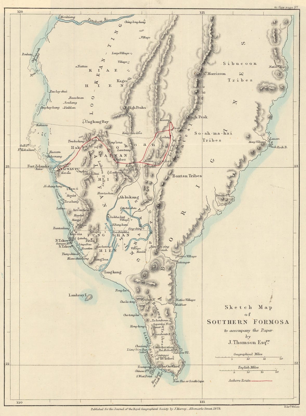 Royal Geographical Society (RGS), Sketch Map of Southern Formosa, 1873 ...