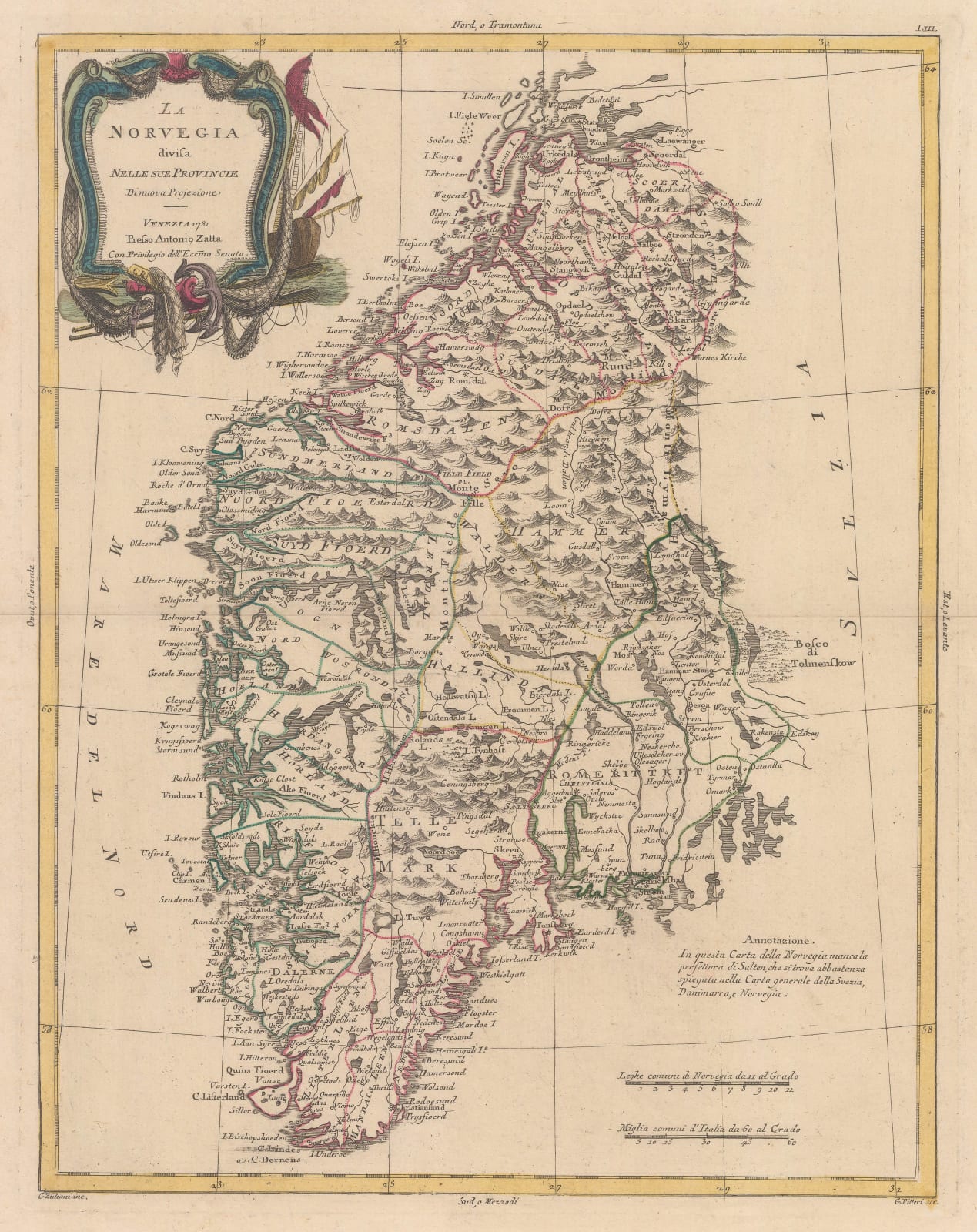Antonio Zatta, Southern Norway, 1781 | The Map House