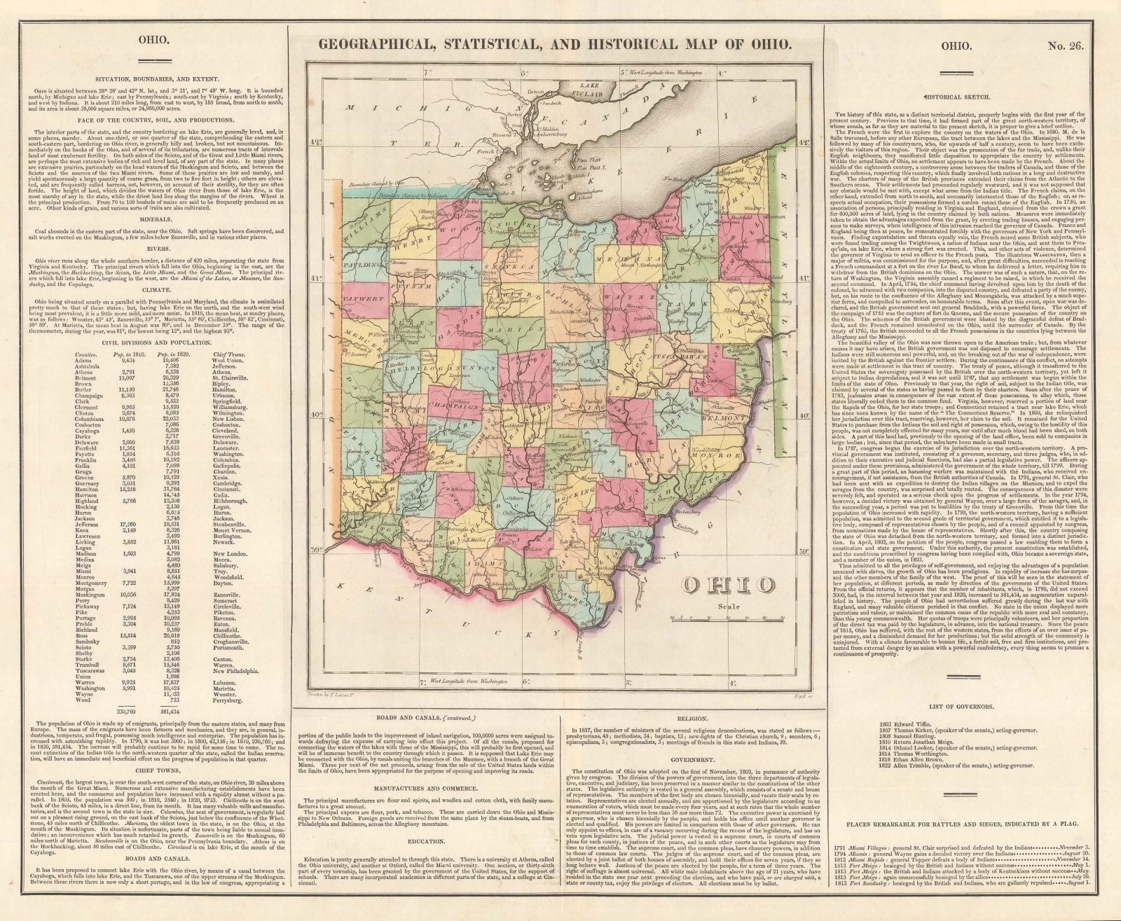 Carey & Lea, Geographical, Statistical, and Historical Map of Ohio ...