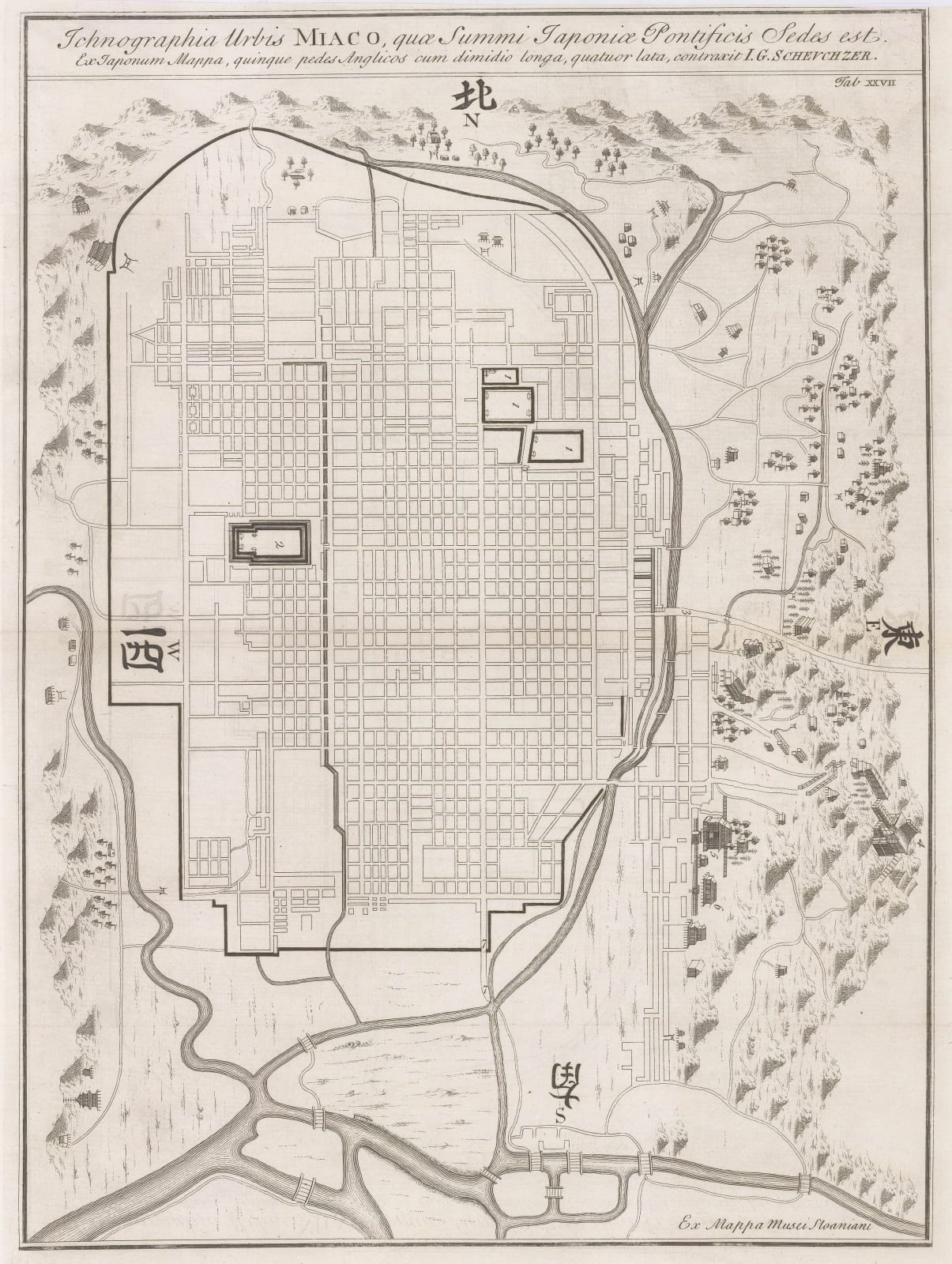 Engelbert Kaempfer, Ichnographia Urbis Miaco, 1728 | The Map House