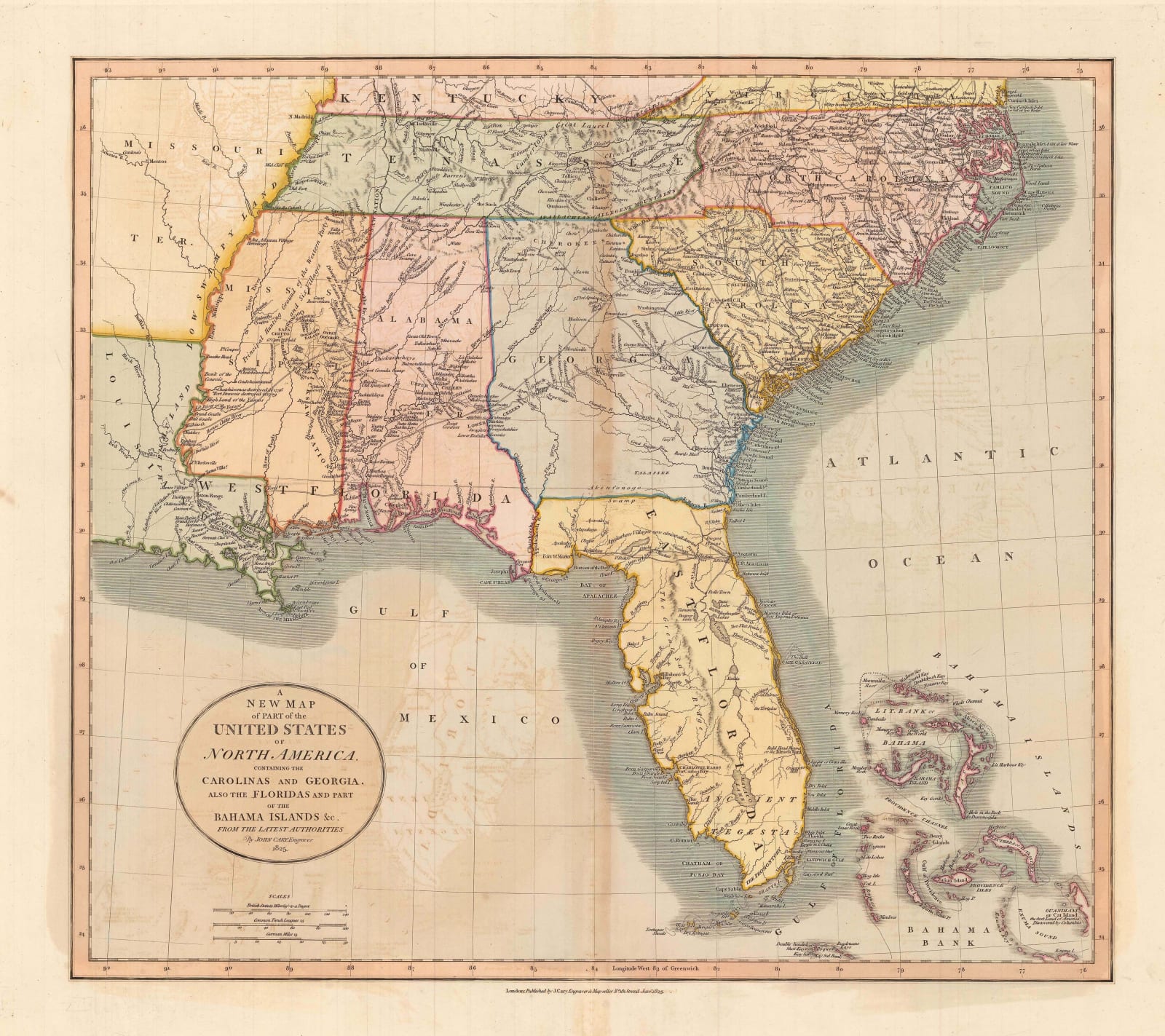 John Cary, A New Map of Part of the United States of America, 1825 ...