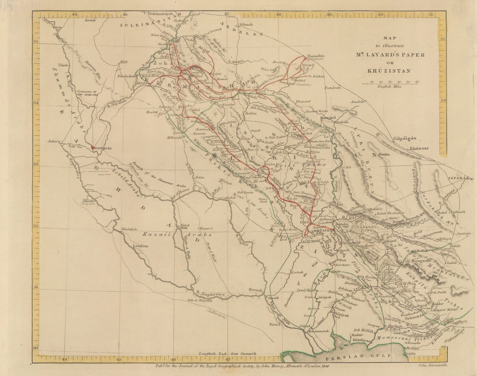 Royal Geographical Society (RGS), Map to Illustrate Mr. Layard's Paper ...