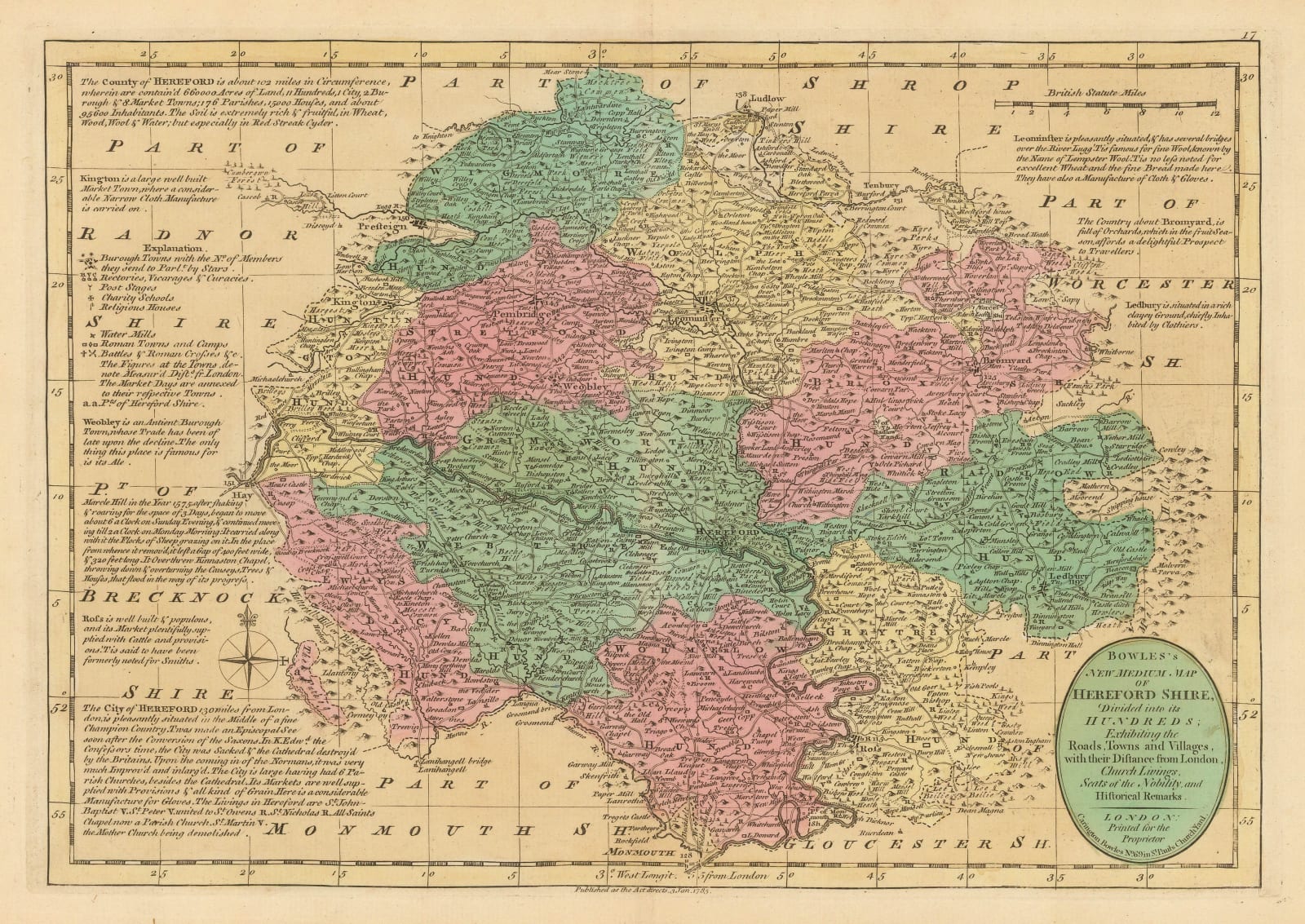 Carington Bowles, Bowles's New Medium map of Hereford Shire, 1785 | The ... Carington Bowles, Bowles's New Medium map of Hereford Shire, 1785 | The ...