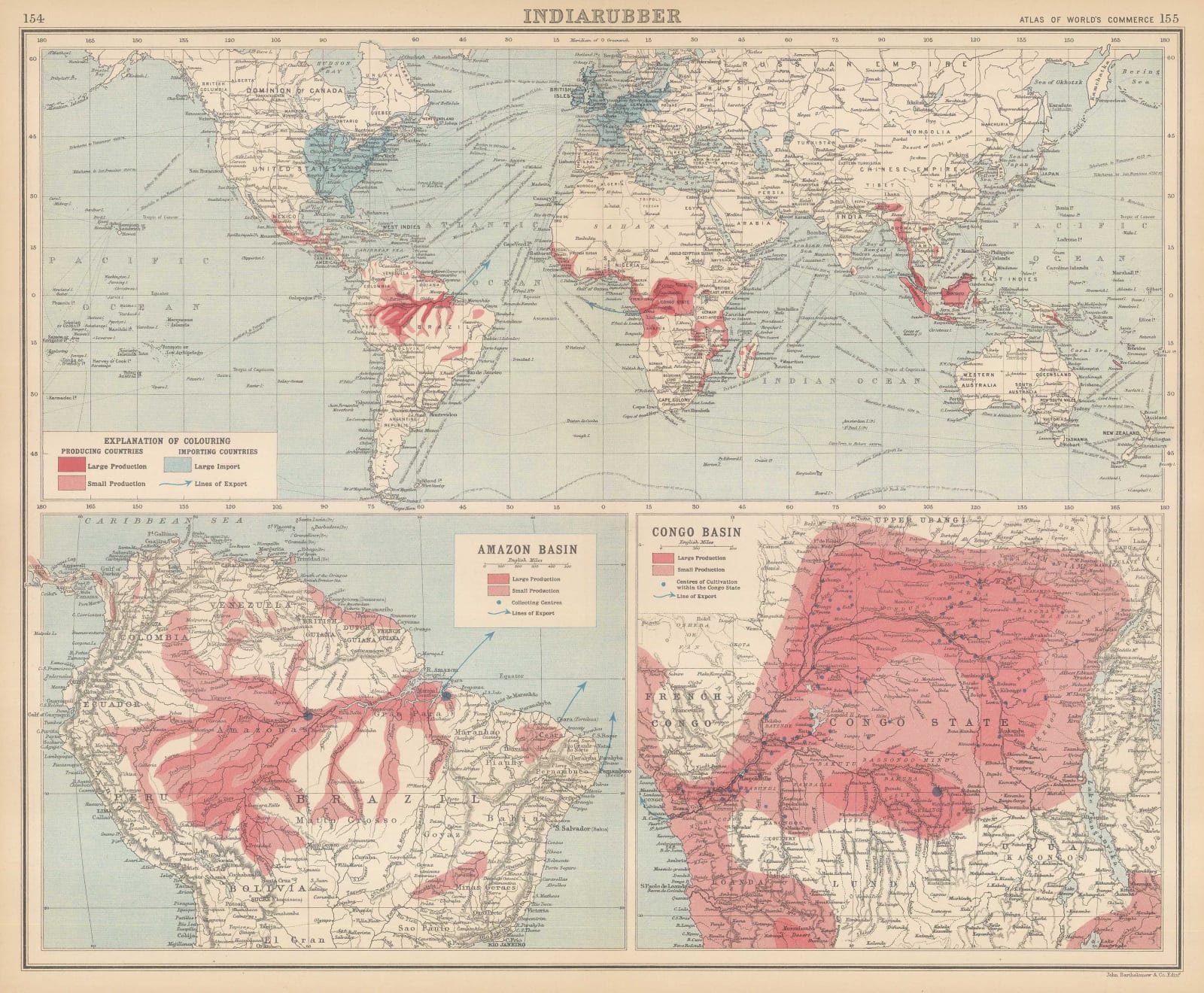 G. & J. Bartholomew, Rubber Growing Countries, 1906 | The Map House