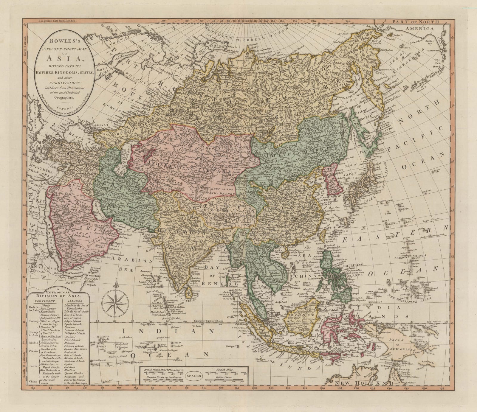 Bowles & Carver, Asia with political divisions, 1795 c. | The Map House