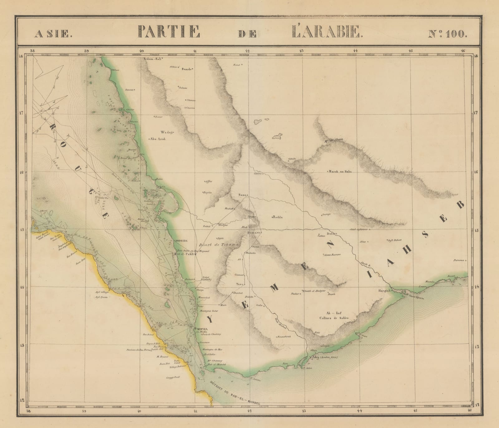Philippe Vandermaelen, Asie - Partie de L’Arabie. No. 100 [Southern ...