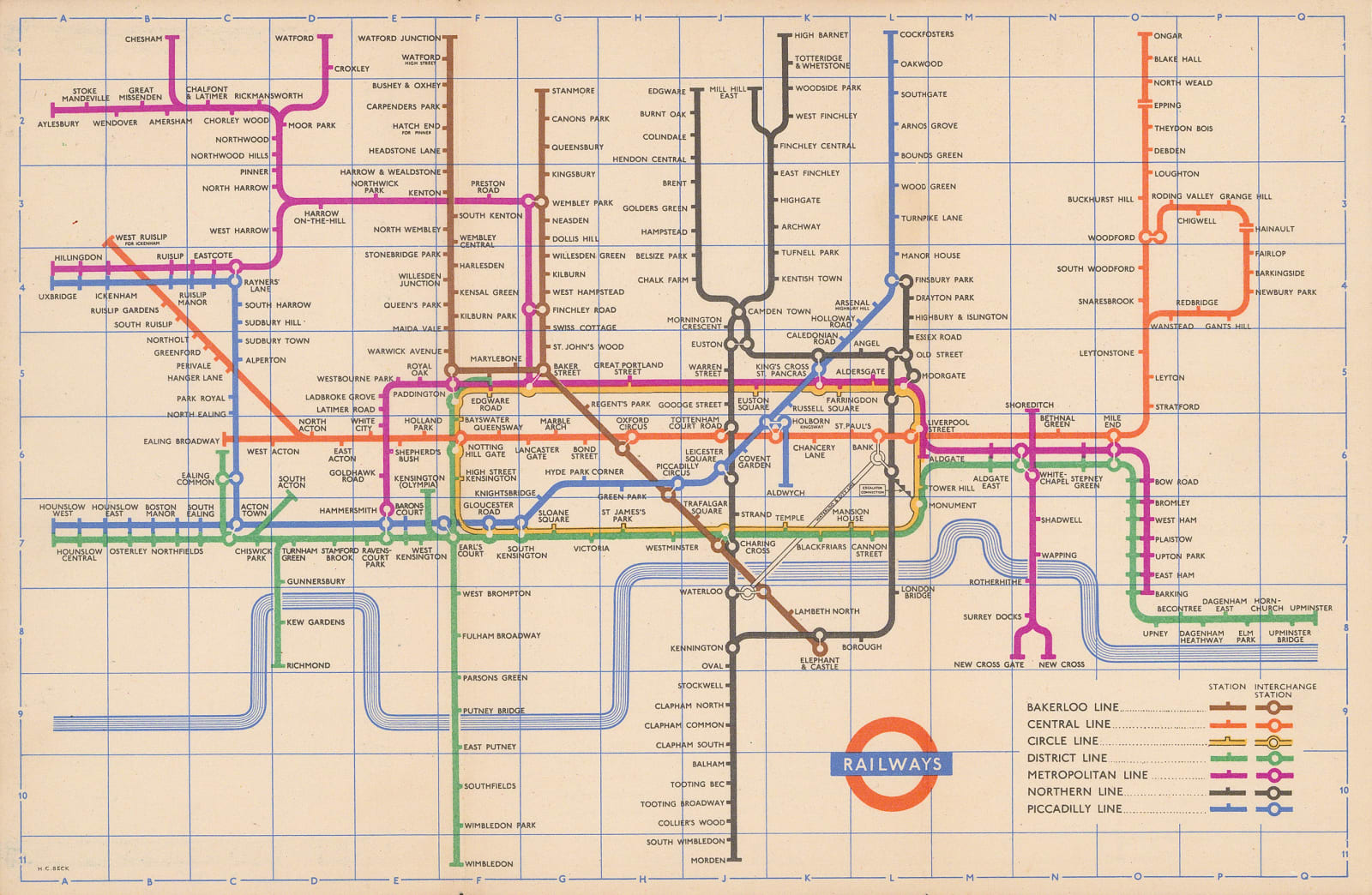 Harry Beck, London Underground Map, 1955 | The Map House