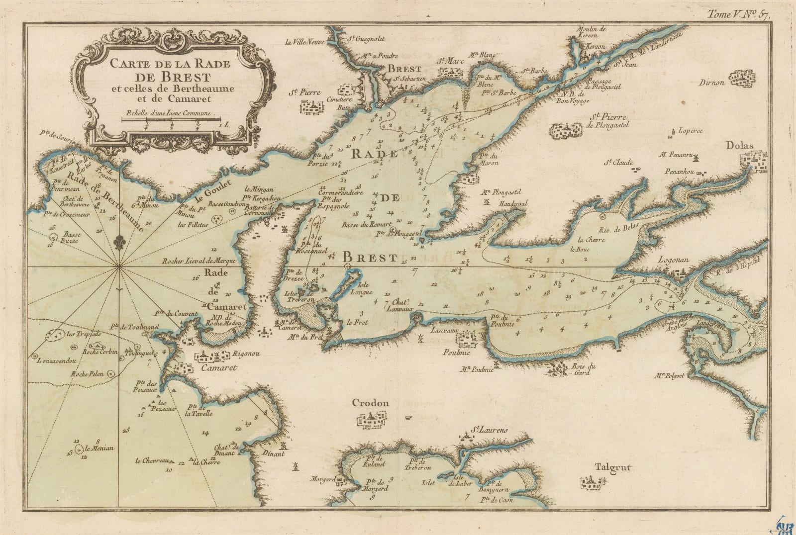 Jacques-Nicolas Bellin, Carte de la Rade de Brest, 1764 | The Map House