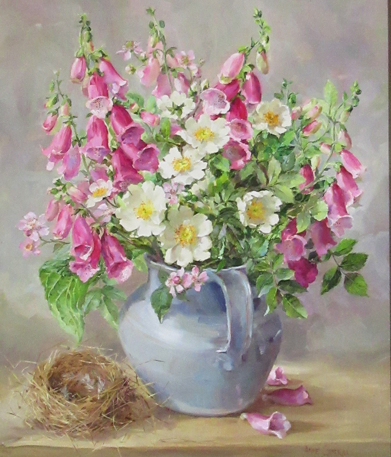 Anne Cotterill, Foxgloves and Field Roses | Thompson's Gallery