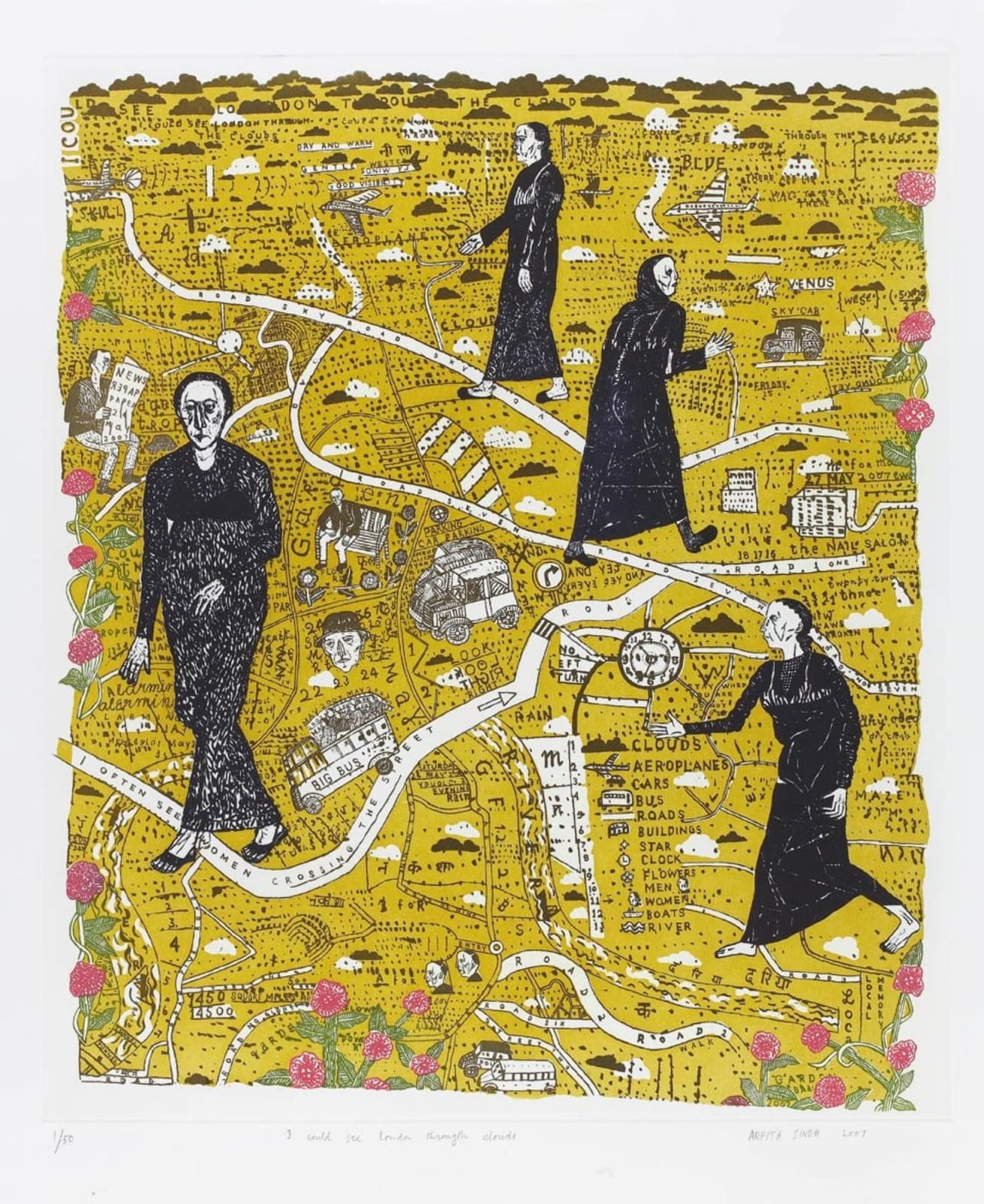 Arpita Singh, I Could See London Through Clouds (Edition:23/50), 2007 | Vadehra Art Gallery