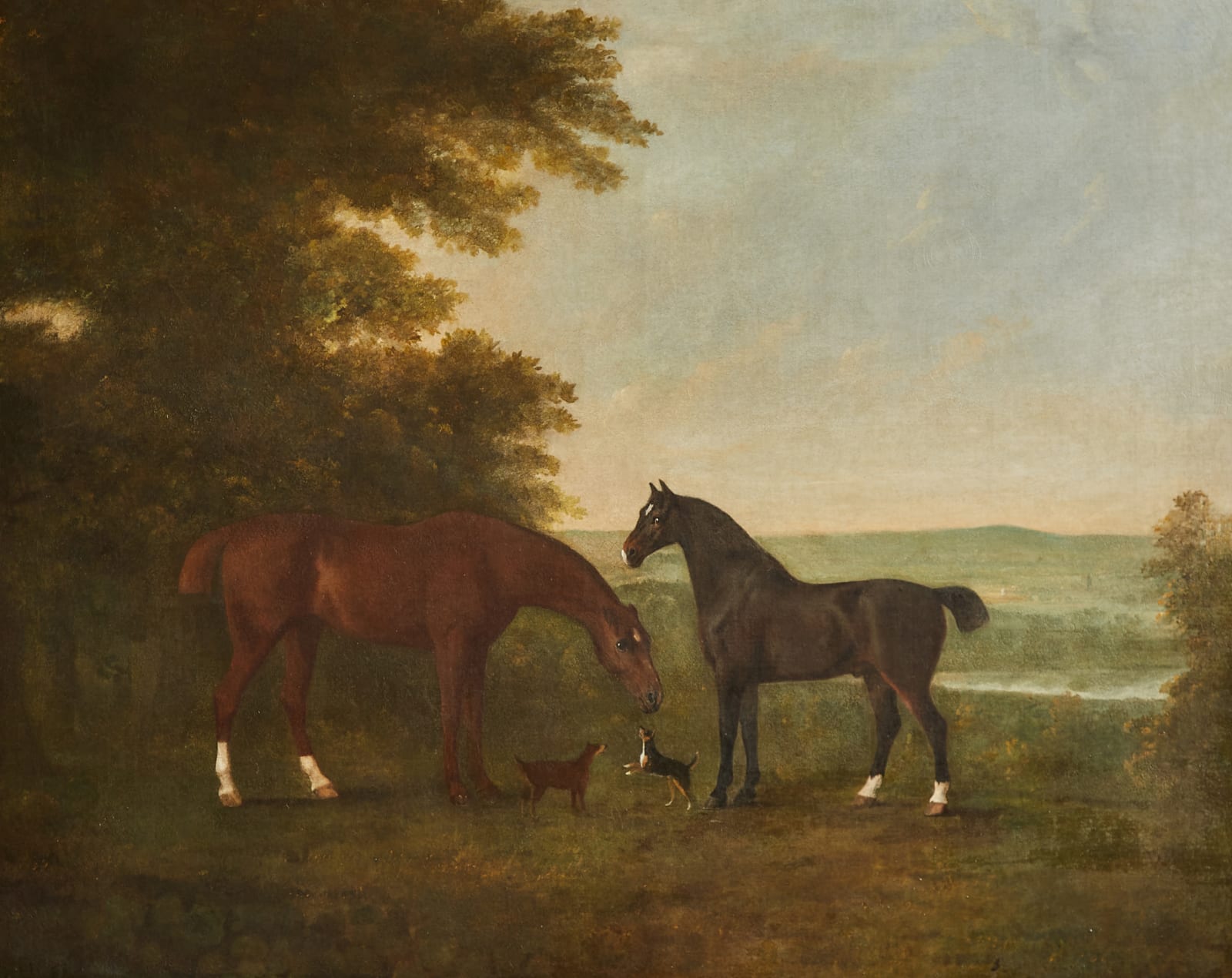 John Boultbee (1753–1812), Chestnut horse and bay stallion with two ...