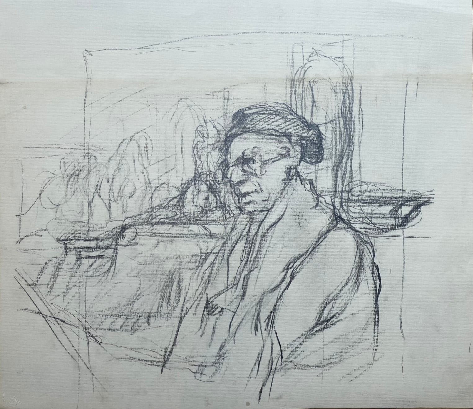 Robert Medley, Self portrait in a beret, c.1985 | James Hyman Gallery