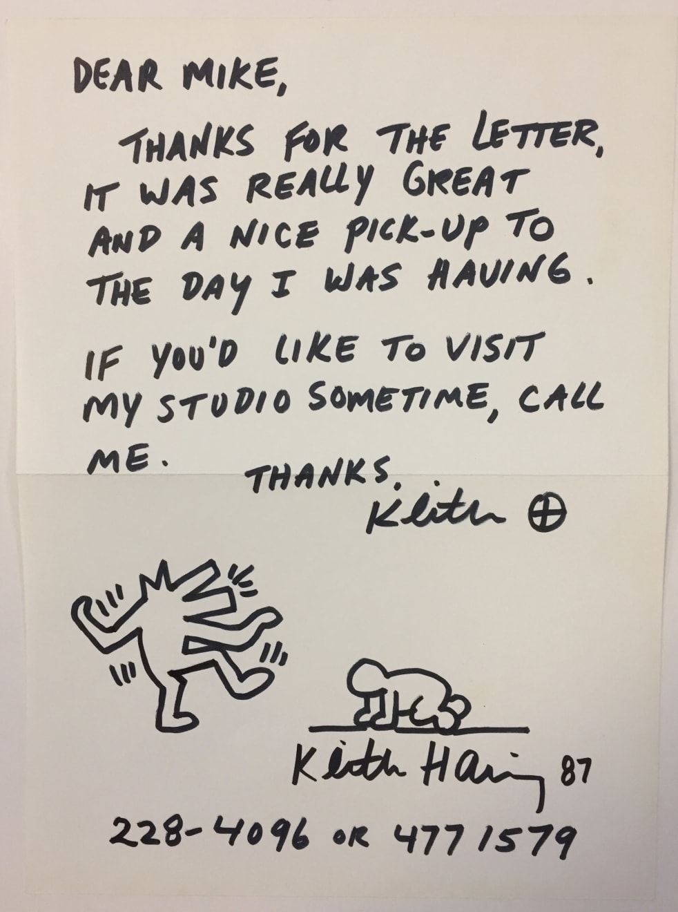 Keith Haring, Letter with barking dog (kentaur) and radient baby., 1987 ...
