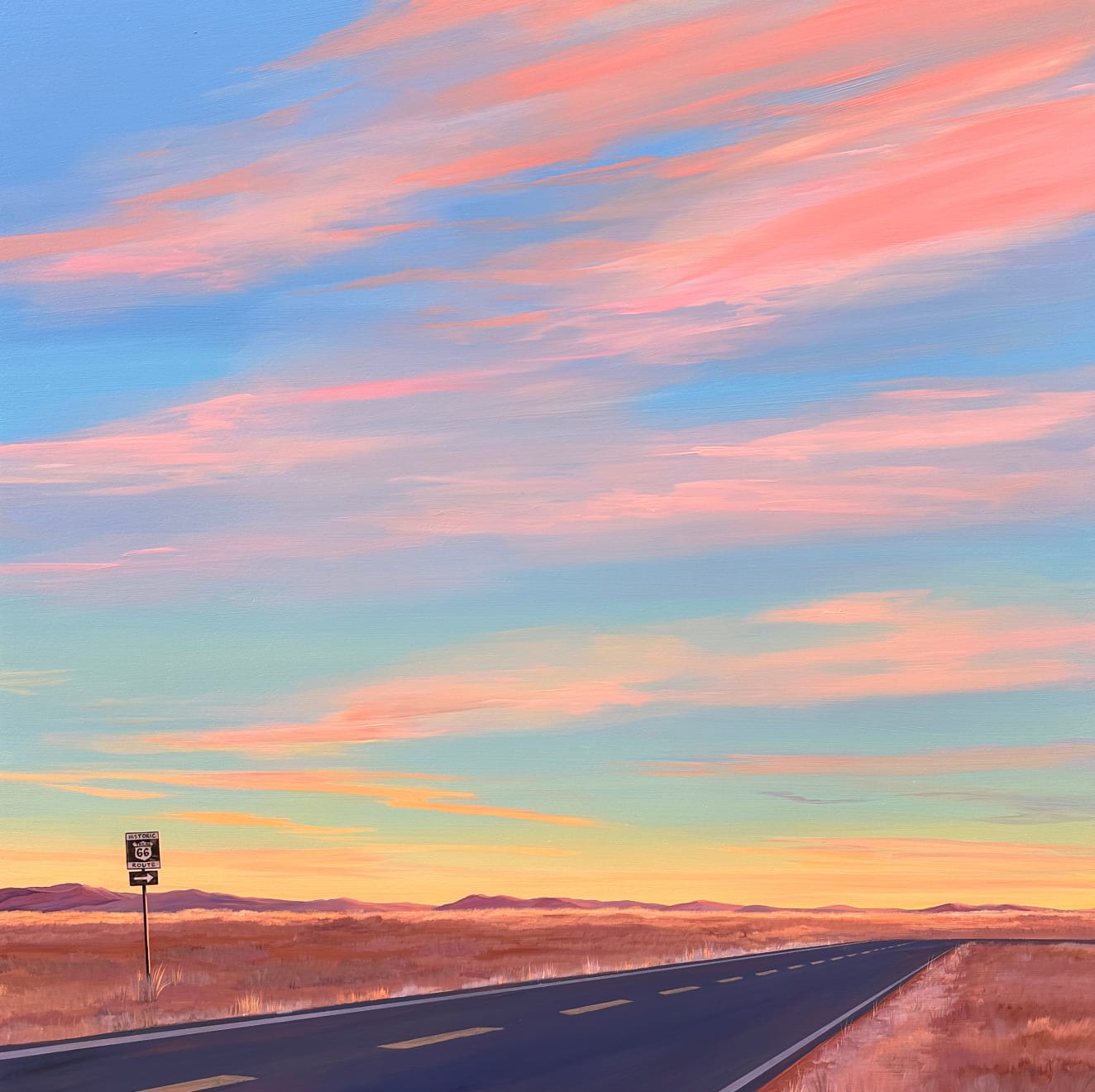Kristin Moore, “Route 66 (Golden Hour)”, 2024 | Square One Gallery