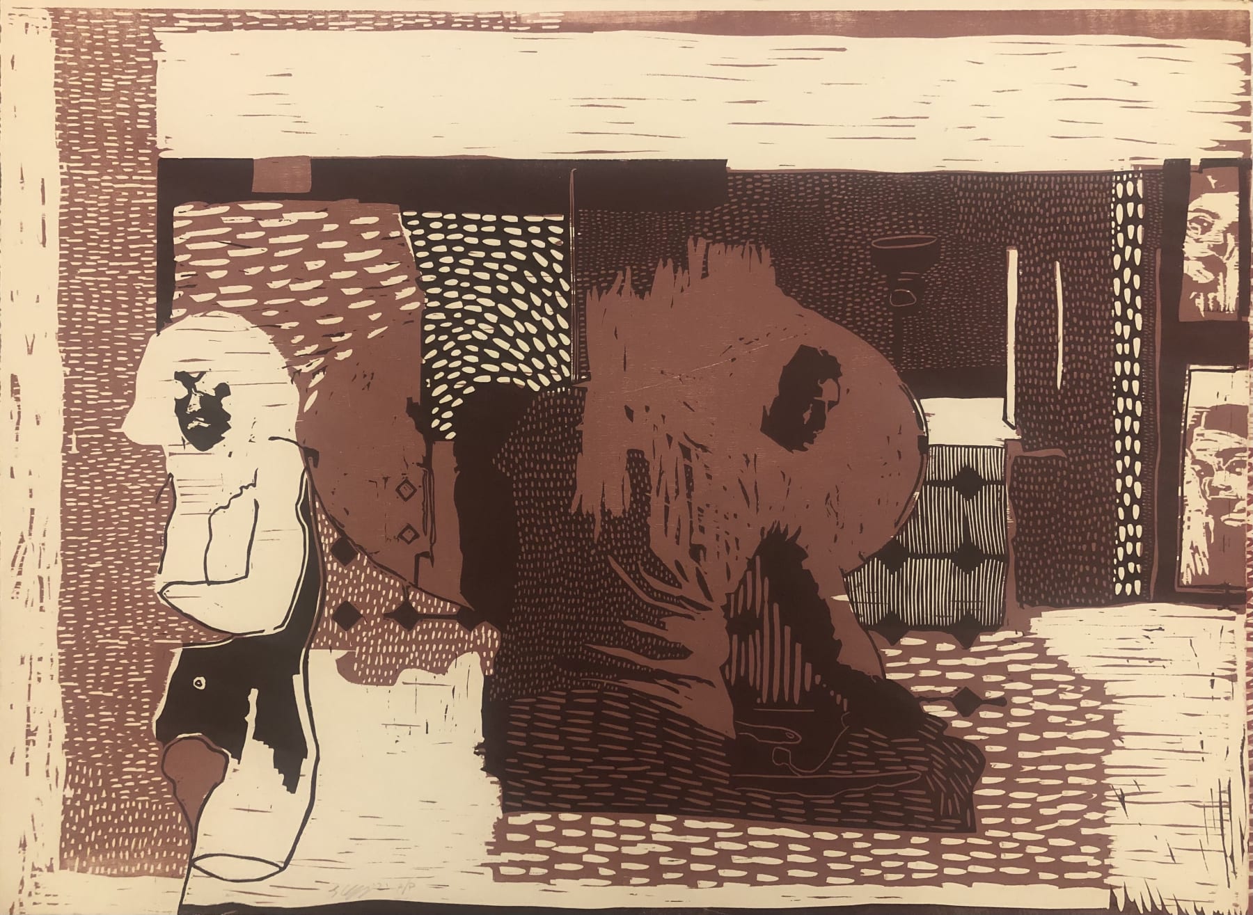 Jake Garfield, Man Washing His Hands, 2021 | Woodblock | Eames Fine Art