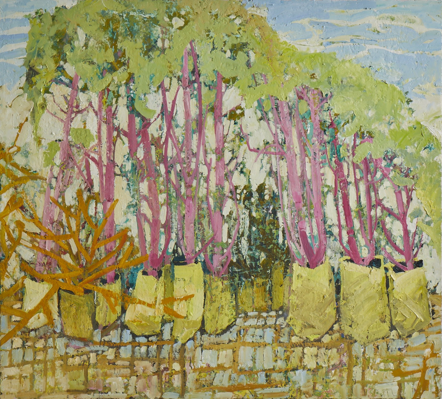 Ffiona Lewis , Orchard Whips on Ochre, 2025 | The Redfern Gallery