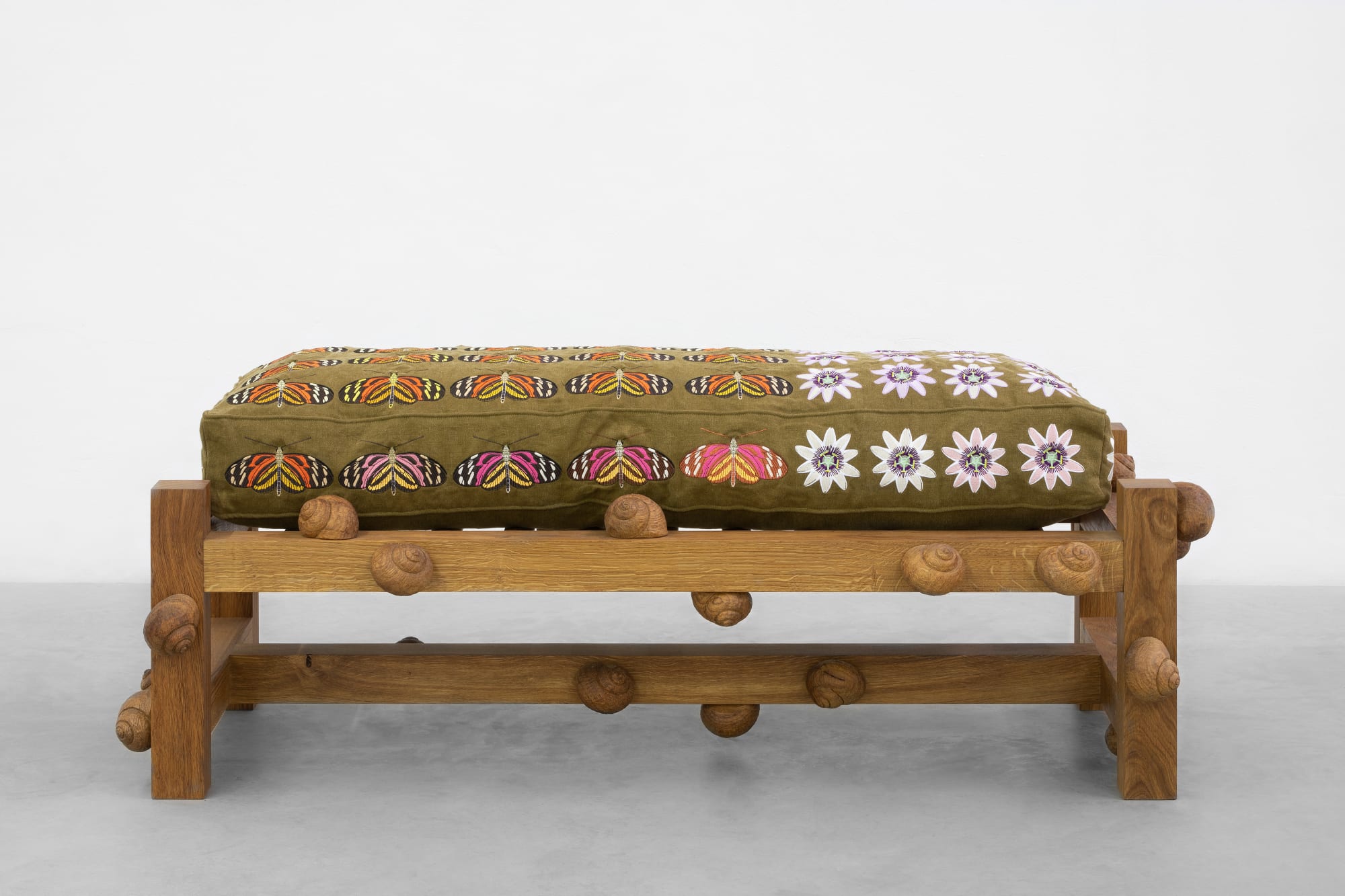 Daniel Dewar & Grégory Gicquel, Oak bench with tiger heliconian ...