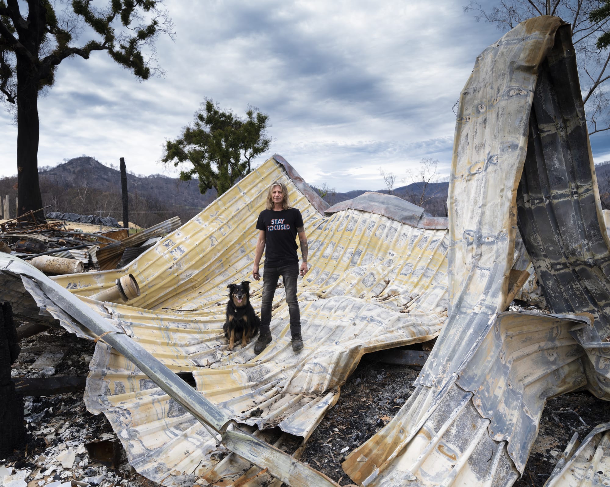 Gideon Mendel, Jamie Robinson at his burnt home in Yowrie, New South ...