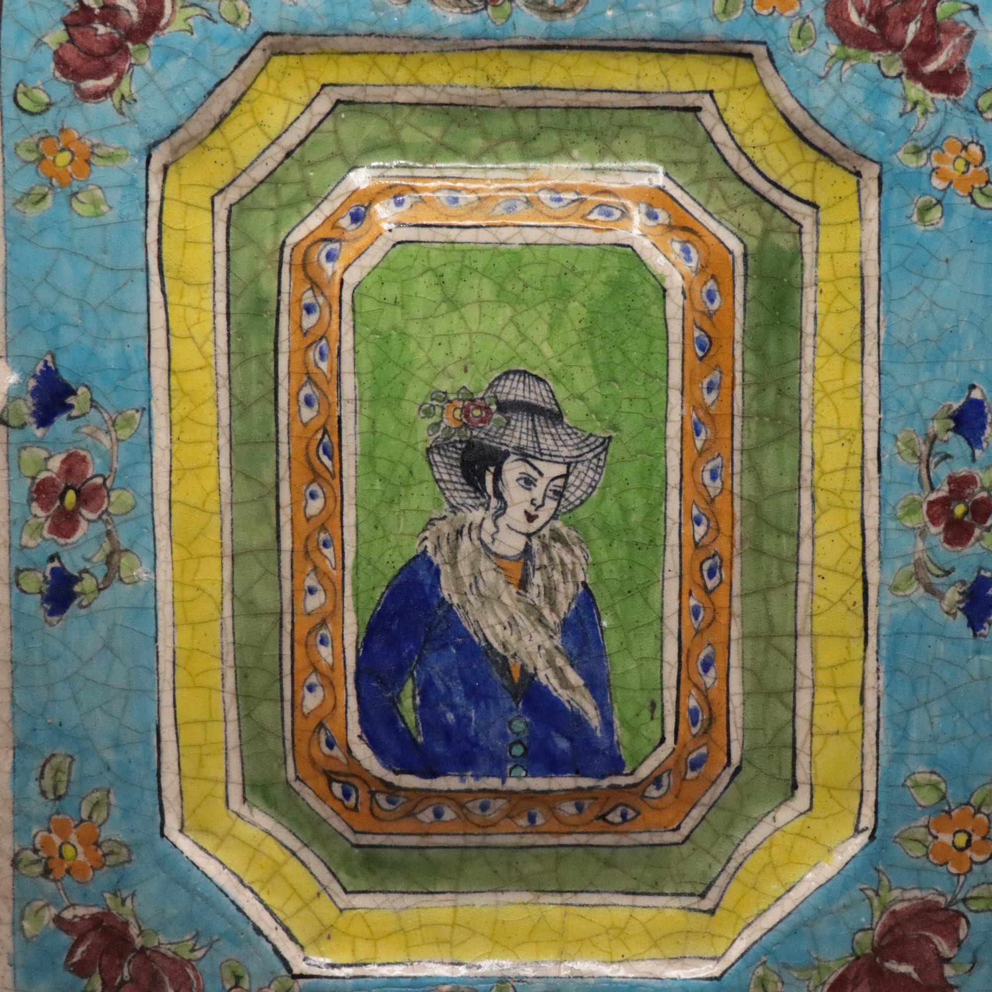Qajar Glazed Tile With Female Figure, 18th to 19th Century CE | Barakat ...