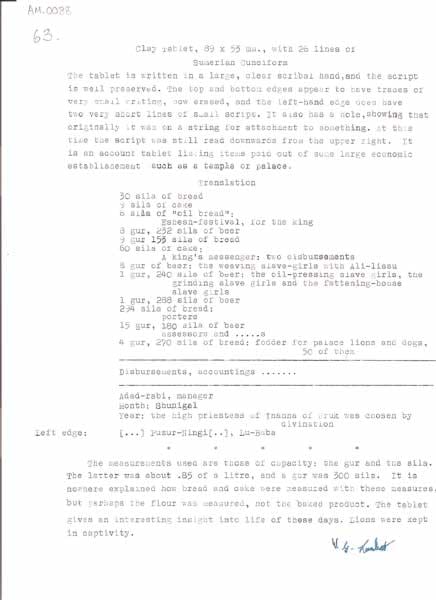 Sumerian Cuneiform Tablet, recording Palace Accounts, 2040 BC - 2000 BC ...