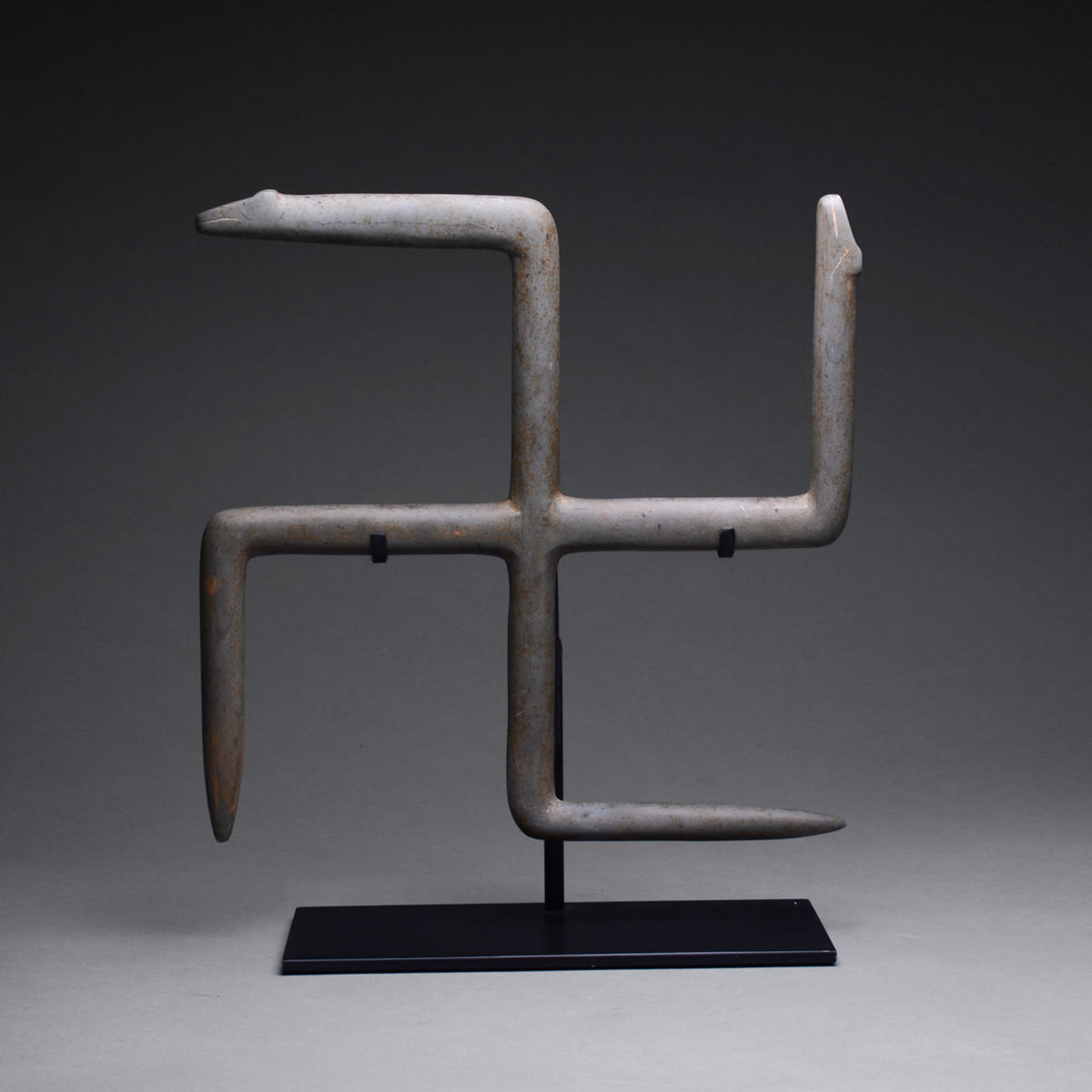 Pre-Columbian Art / Hopewell Green Slate Ceremonial Swastika, 200 BCE ...